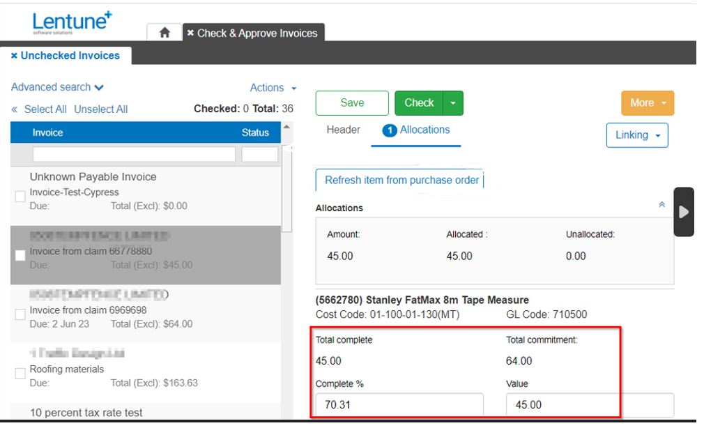 Populate payable invoice line with linked Purchase Order line