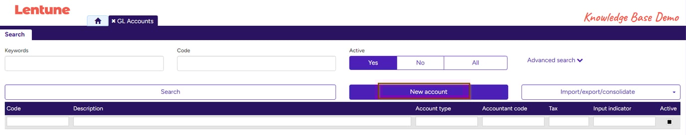 Add a General Ledger Account Code