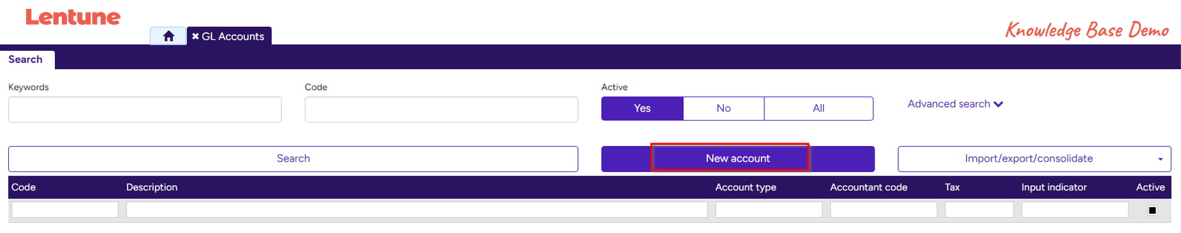 Add a General Ledger Account Code