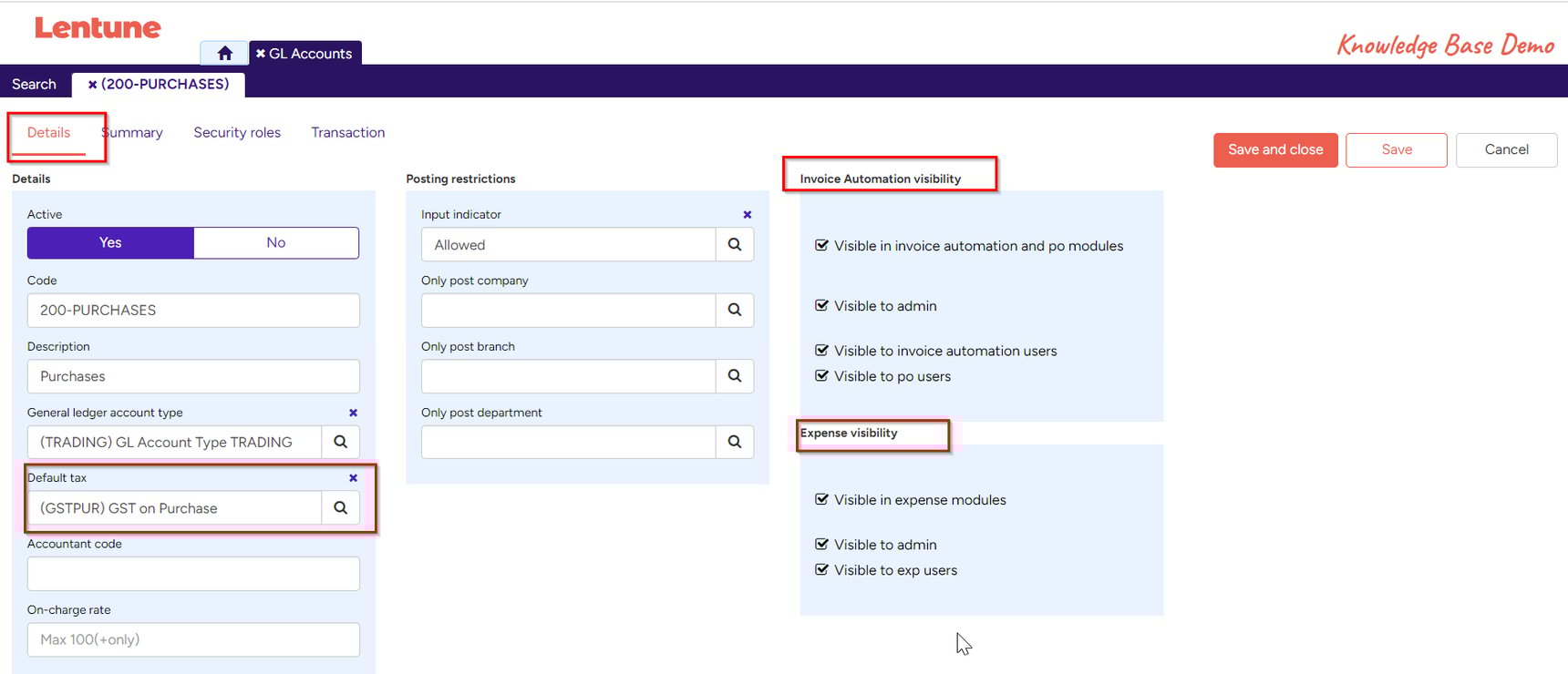 Add a General Ledger Account Code