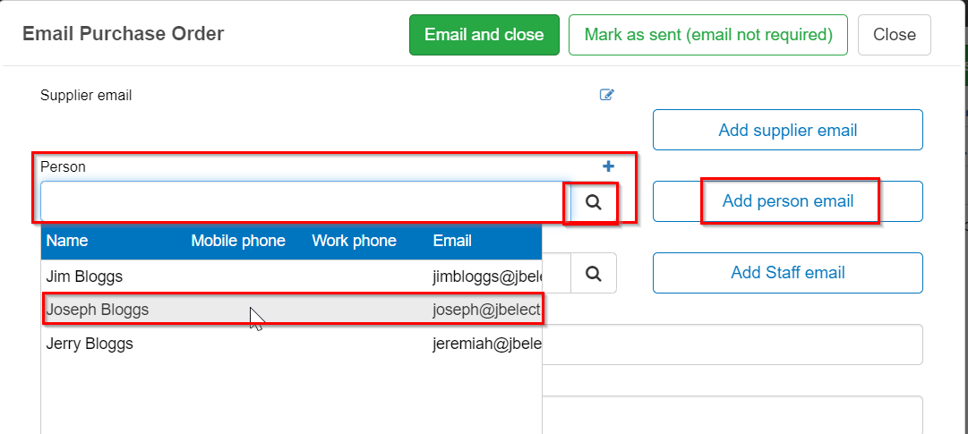 Create Multiple Contact People for a Supplier to send Purchase Orders to