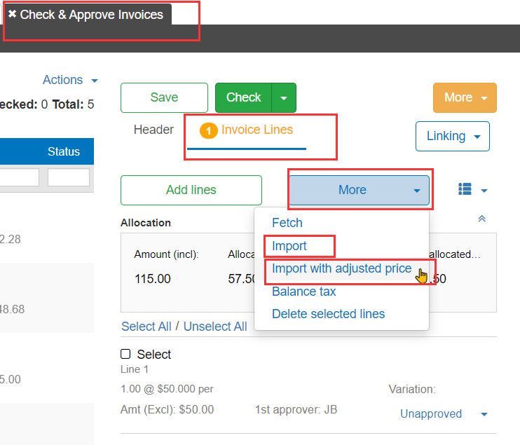 Import Invoice Lines