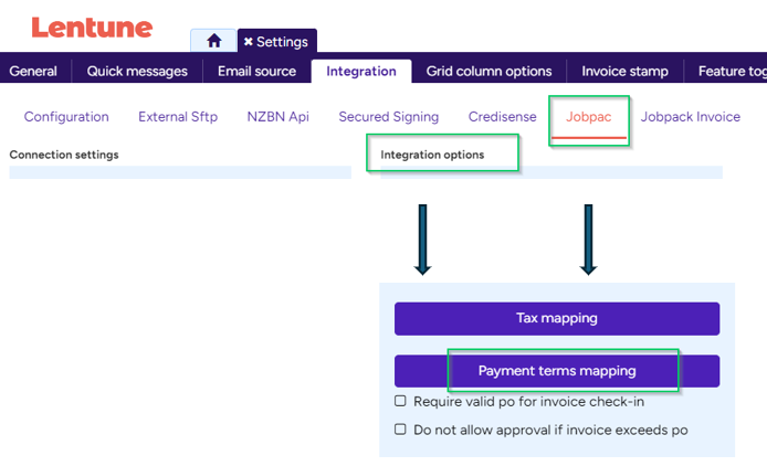 Mapping Payment Terms from Jobpac