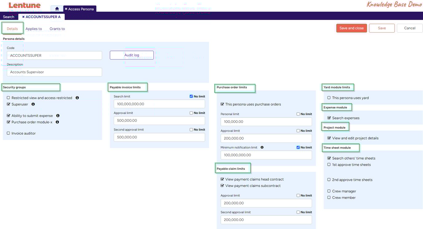 Add an Access Persona