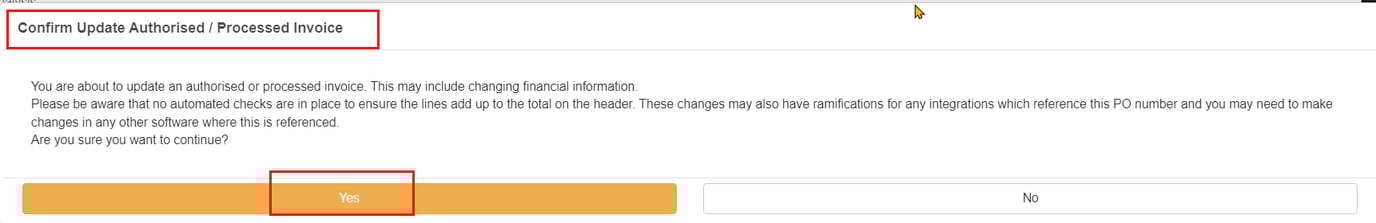 Update a processed invoice or invoice line