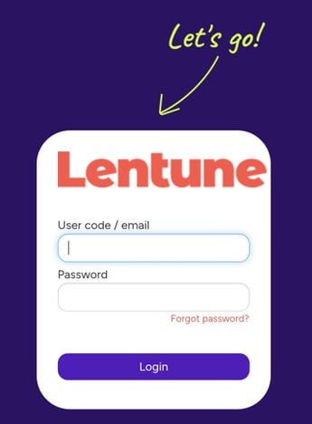 Logging in to the Lentune App