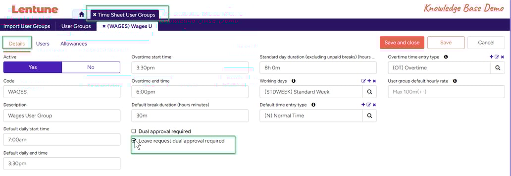 Leave requests requiring single or dual approval