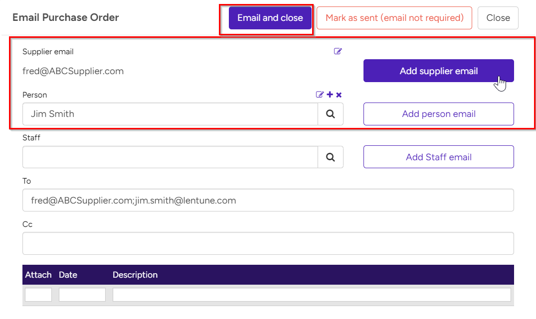 Accept or Reject Purchase Orders in Email to your Supplier