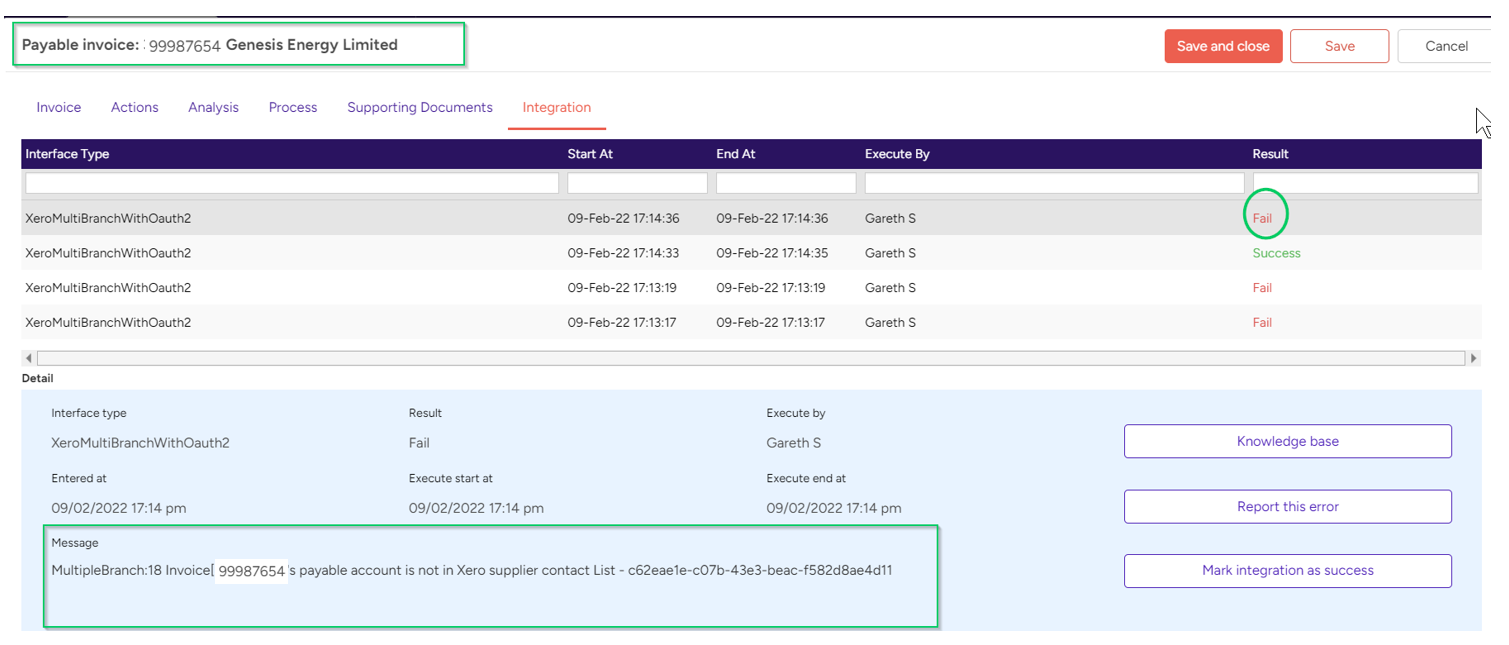 Finding an Invoice that Failed to Integrate