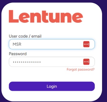 Logging in to Lentune