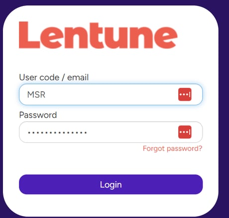 Logging in to Lentune