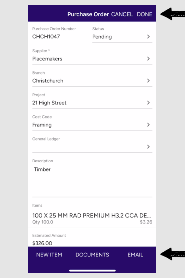 Add a Purchase Order in the Lentune Mobile App (+ Video)