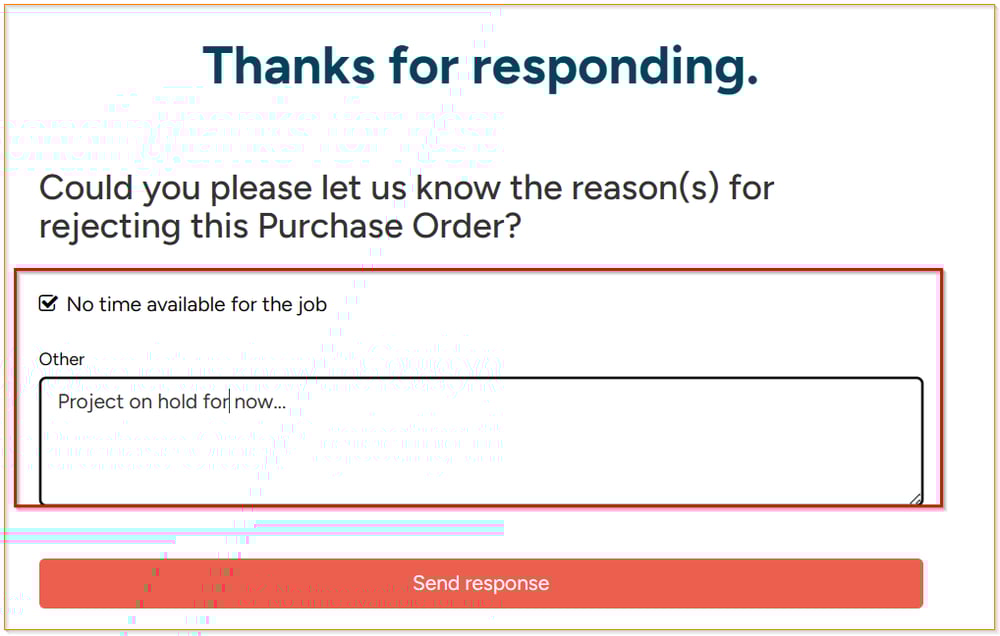 Accept or Reject Purchase Orders in Email to your Supplier