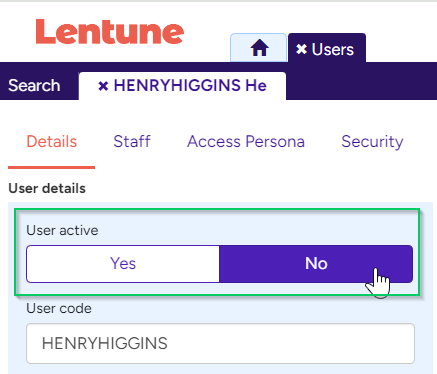 Quick Guide to Make a User Code Inactive