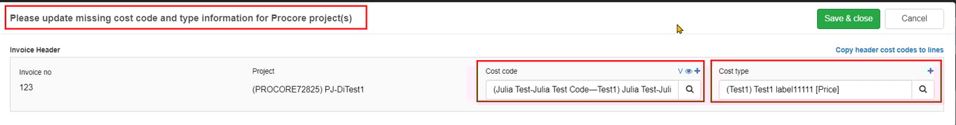 Checking Invoices in Lentune for Procore Projects