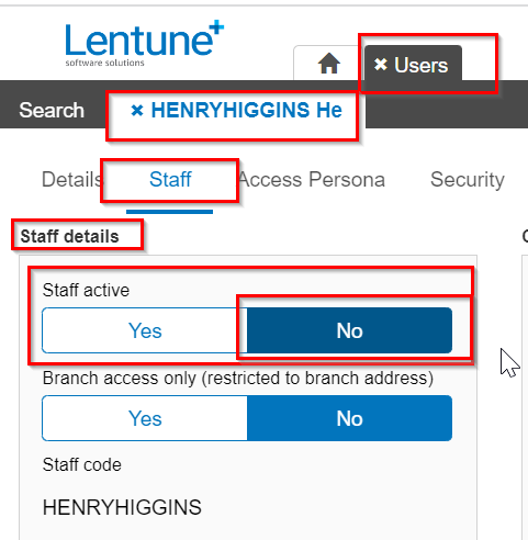 Lentune Quick Guide to Make a User Code inactive