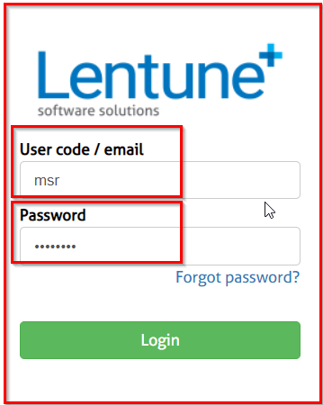 Logging in to Lentune