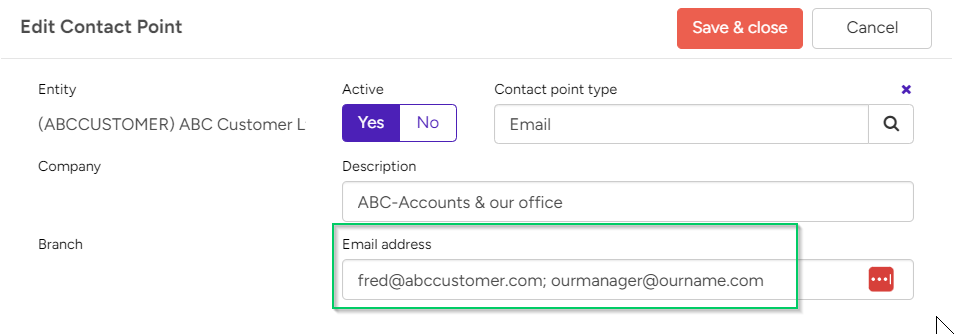 Sending Outgoing Documents to Multiple Email Addresses
