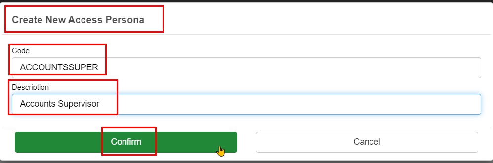 Add an Access Persona