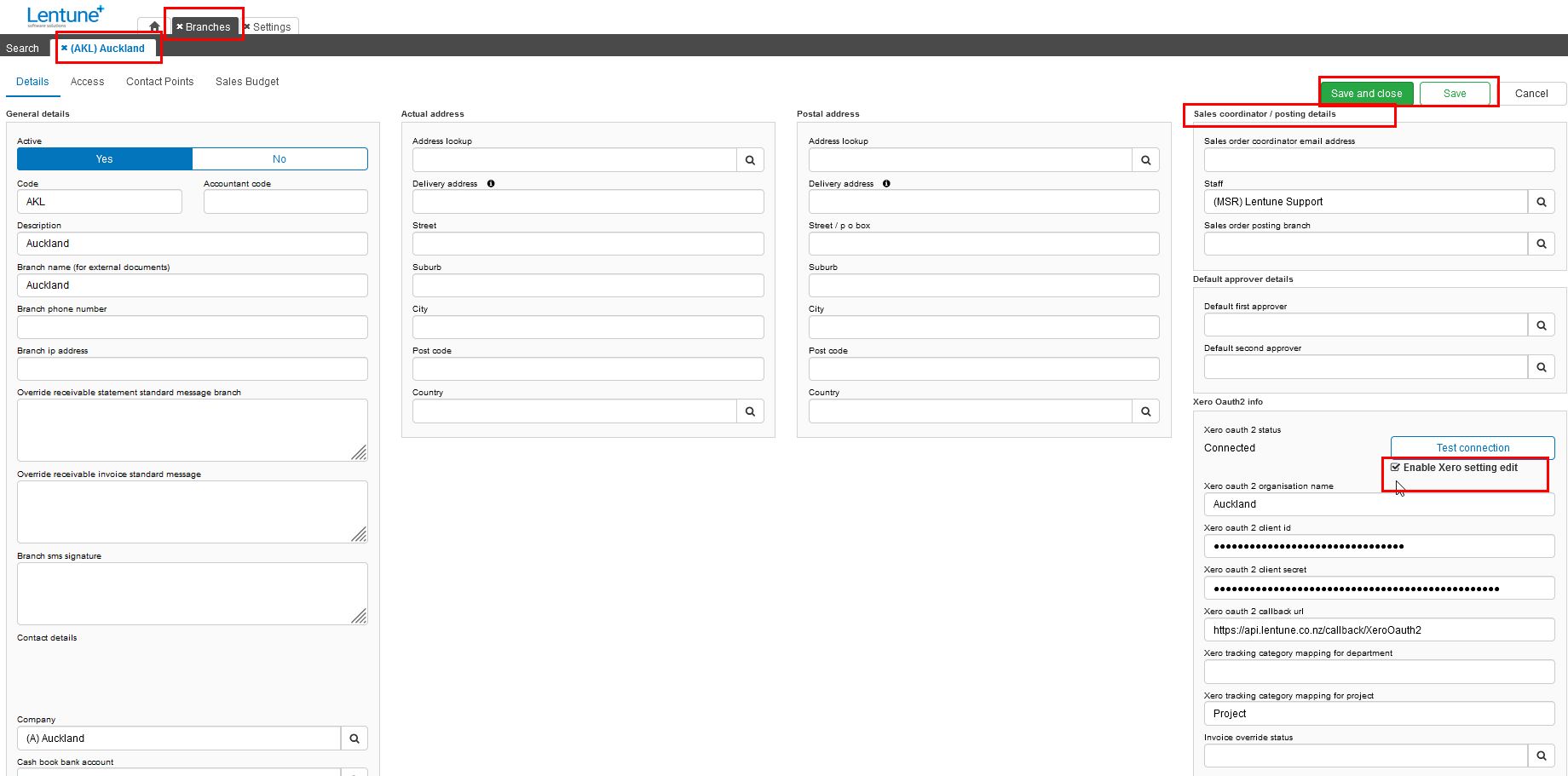 Mapping tax settings to Xero