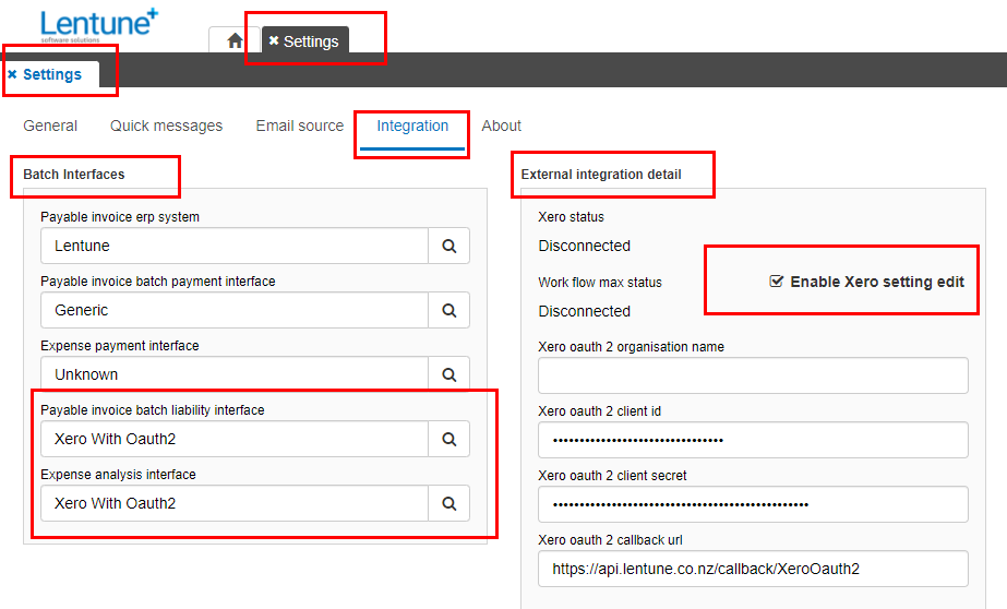 Mapping tax settings to Xero